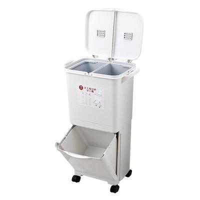 垃圾分类垃圾家用轮双层厨房专用可移动纳带垃圾BLL4501-箱干湿分