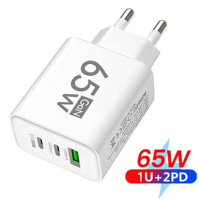 65W GaN Charger USB PD Type C Fast Charging 3 Ports Phone Ad