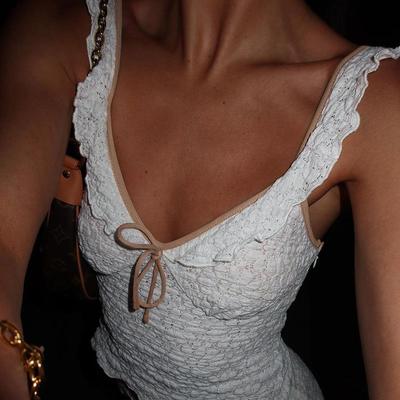 summer bodycon dresses for women  sleeveless ruffled neck