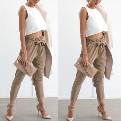 included belt with trousers cropped waisted versatile and