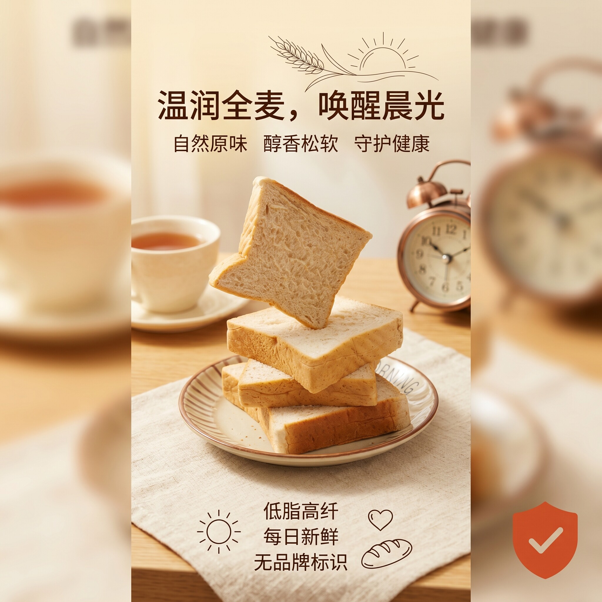 口水娃全麦黑麦厚切吐司面包880g营养早餐代餐充饥低脂糕点零食