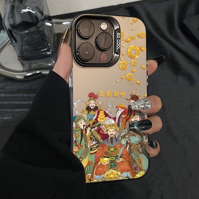 五路财神送财适用真我GTNeo7Turbo手机壳GTNeo5/Neo6SE彩银磨砂Realme151413Pro+高级感学生V70V60V50V25V13