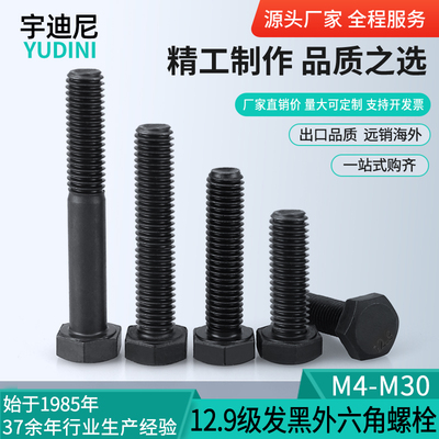 12.9级c外六角10螺栓高强度5六角24螺丝6发黑8厘14C16M18M20M22M3