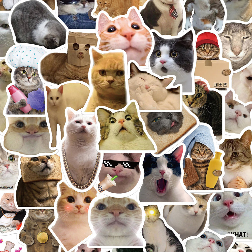 100张猫贴纸可爱趣味艺术学生儿童装饰手账桌面手机笔记本