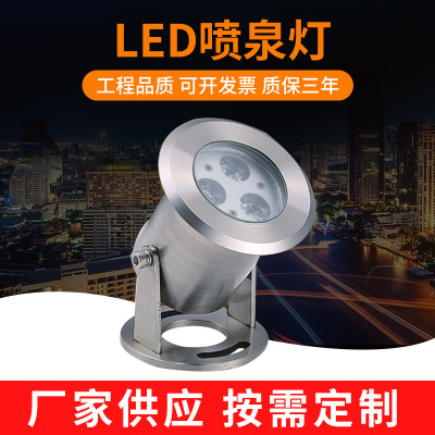 304不锈钢LED水下灯IP68户外喷泉灯3W2700K2200K水底灯水池灯外壳