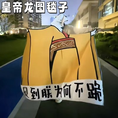 皇帝龙图毯子见到朕为何不跪毯整蛊龙图皇帝午休毯抽象神经毛绒毯