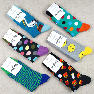 happysocks袜男时尚潮流配搭四季纯棉中长筒袜个性ins潮袜子男士