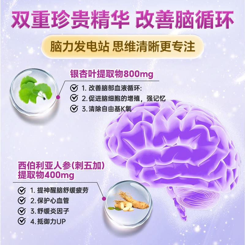vit忆abiotics银杏叶提物力脑活强素取人参提升补NNJ脑成人学生记