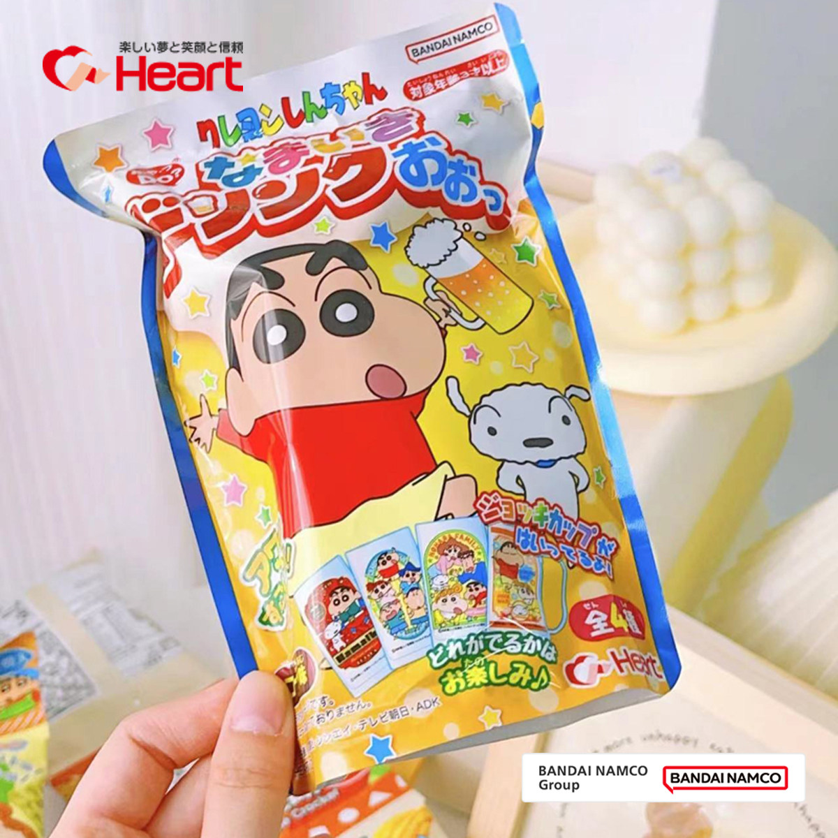 日本进口蜡笔小新啤酒杯食玩物玩具Heart东京心儿童零食品diy可食
