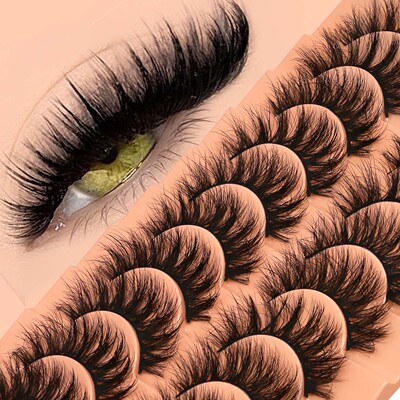 GROINNEYA 10对装亚裔风辣妹整条一片式浓密睫毛混血亚裔上镜拍照