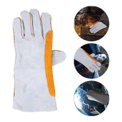 1 Pair Cowhide Welding Gloves Heat Resistant Fireproof