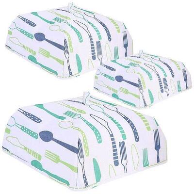 3 Pcs Insulated Food Cover Green Fork Small Large Extra