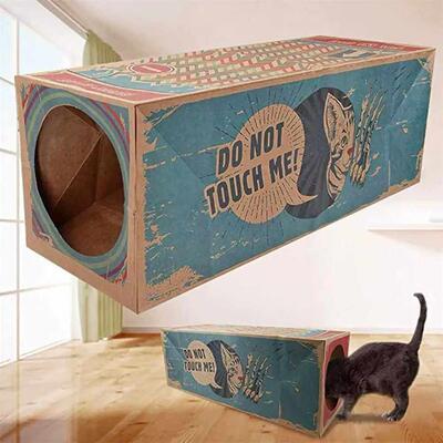 Funny Cat Tunnel Toy Foldable Holes Kitten Kraft Paper Tunne