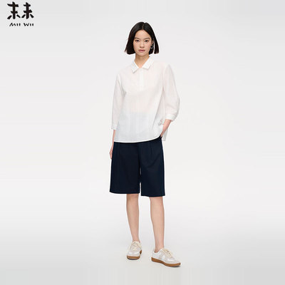 MIIWII末未25夏藏青色休闲百搭短裤显瘦山系短裤女K252616