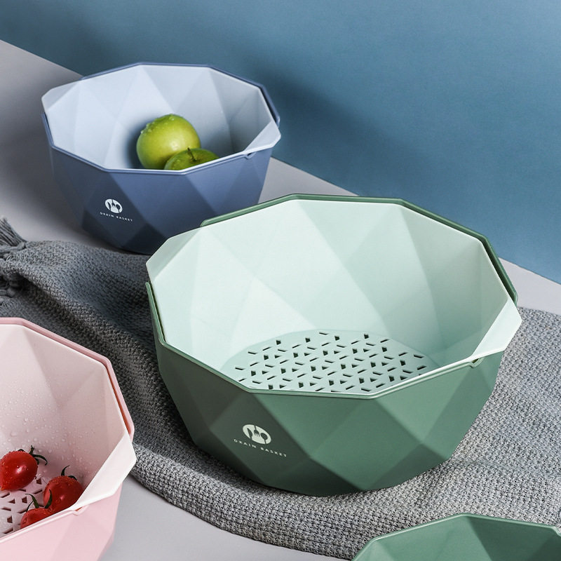 双层洗菜盆塑料沥水篮客厅家用洗水果盘厨房水果篮收纳筐创意淘米