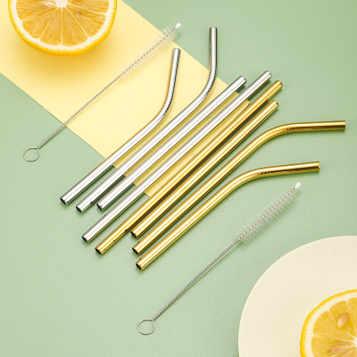 Stainless steel straw 12-16cm, paired with a cup for drinking beverages, pearl milk tea gift, logo included
