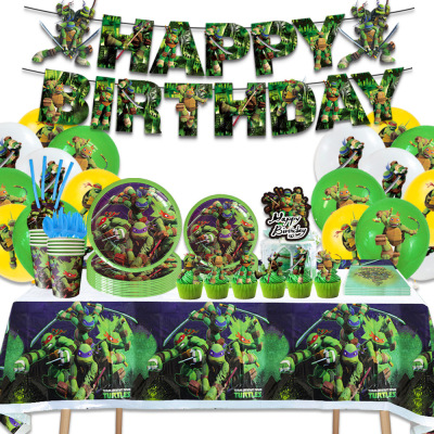 Teenage Mutant Ninja Turtles Birthday Party Supplies Teenage Mutant Ninja Turtles Paper Plates Paper Cups Flag Pulling