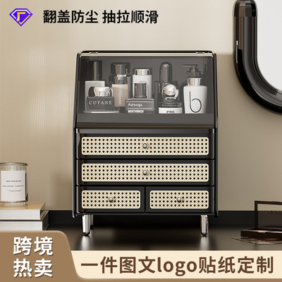 Cross border cosmetics storage box with high-end lipstick and makeup box cover, dust-proof and moisture-proof drawer st
