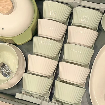Kangmo Milk Oil Wind Anti slip Ceramic Tableware, Underglaze Color Bowl and Dish, Household Bowl and Dish Set, Househol