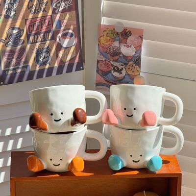 Gift giving Creative birthday gift Water cup Cute feet Ceramic cup Coffee cup Give friends and lovers cup Qixi cup