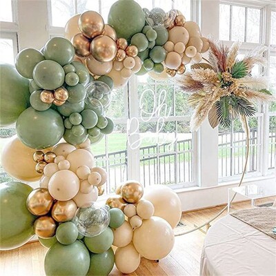 Cross border avocado green sand white balloon wreath baby bride shower bachelor party wedding birthday decoration