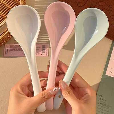Cream style soup spoon, ceramic large soup spoon, simple large spoon, high aesthetic tableware, household porridge long
