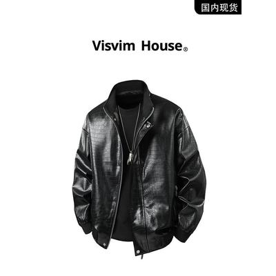 【品牌准备退货】Visvim Wings春秋新款立领Pu皮夹克男士休闲夹克