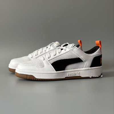 PUMA彪马 Rebound Layup Lo 皮革 舒适休闲 防滑轻便低帮板鞋白黑