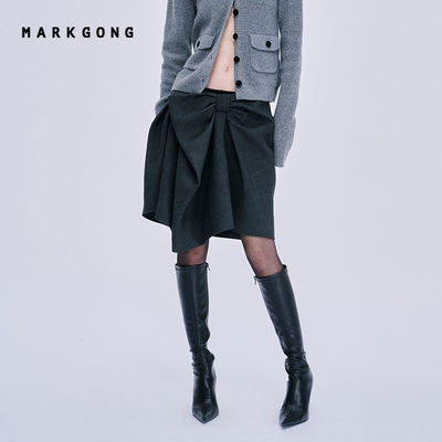 MARKGONG灰色蝴蝶结半裙