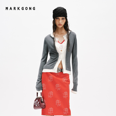 MARKGONG假双层针织开衫