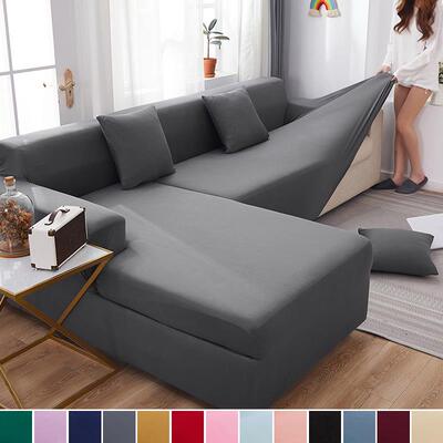 Solid Sofa Cover for Living Room 1/2/3/4 Seater Sofa Cover E