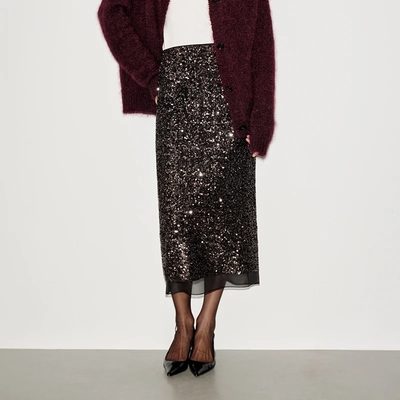包臀直筒亮片半身裙长裙