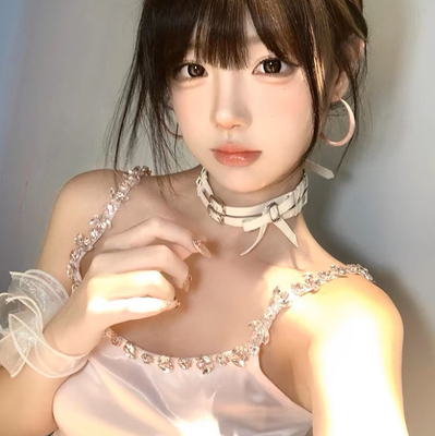 白色双层皮带蝴蝶结choker项圈女甜酷辣妹朋克风锁骨链设计感颈环