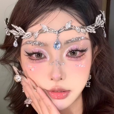 超仙水钻流苏额饰小精灵树叶水滴头箍甜美高级感公主头饰新娘皇冠