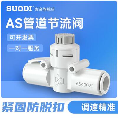 SMC型 管道节流阀AS1002F-04A 06A直通调速接头AS2052F-08A调节阀