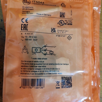 IFM易福门 IT5044接近开关，德国原装，全新未拆封，原议价