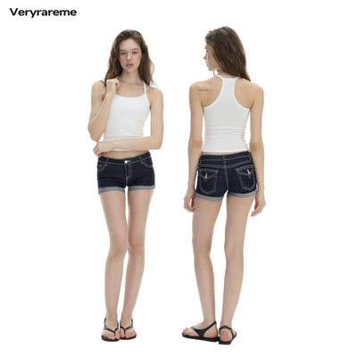 Veryrareme 原色低腰卷边牛仔短裤