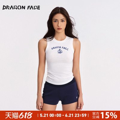 【明星同款】龙脸DRAGON FACE 复古破边棉感背心100%棉网球背心