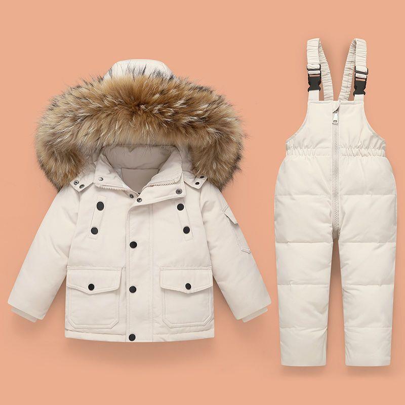 小孩滑雪服2025年韩版儿童羽绒服套装女童加厚洋气宝宝男童两件套