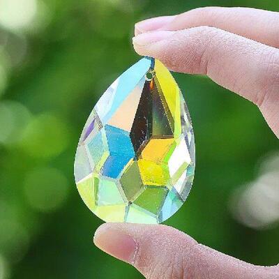 47mm AB Angel Tears Crystal Suncatcher Glass Art Prism