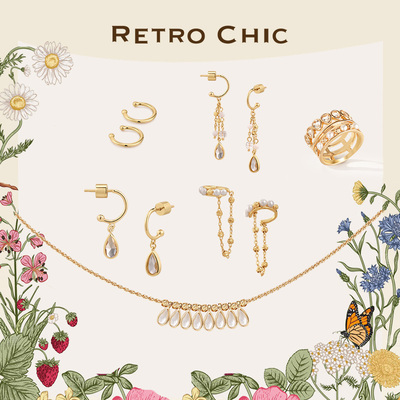 RC Retro Chic意大利复古时尚首饰 风铃叠戴耳环项链套装女高级感