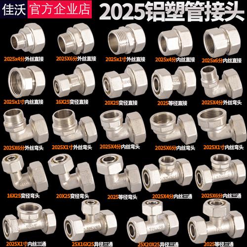 2025铝塑管接头 铜电镀 1寸地暖管分水器小竹篓三通弯头直接配件
