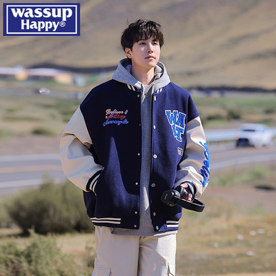 WASSUPHAPPY刺绣棒球服外套男士