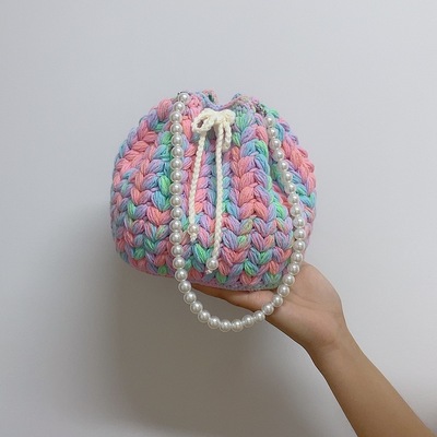 造物即视渐变断染麦穗水桶编织包包材料包四股棉毛线工具