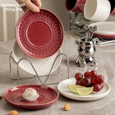 陶瓷吐骨盘骨盘家用6寸骨盘吐骨小碟盘白瓷盘水果盘