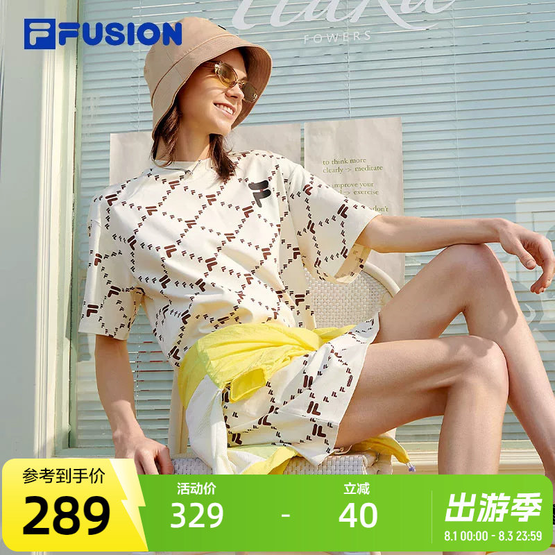 FILA FUSION 斐乐潮牌女针织连衣裙2022夏季Askin凉感休闲裙裙子