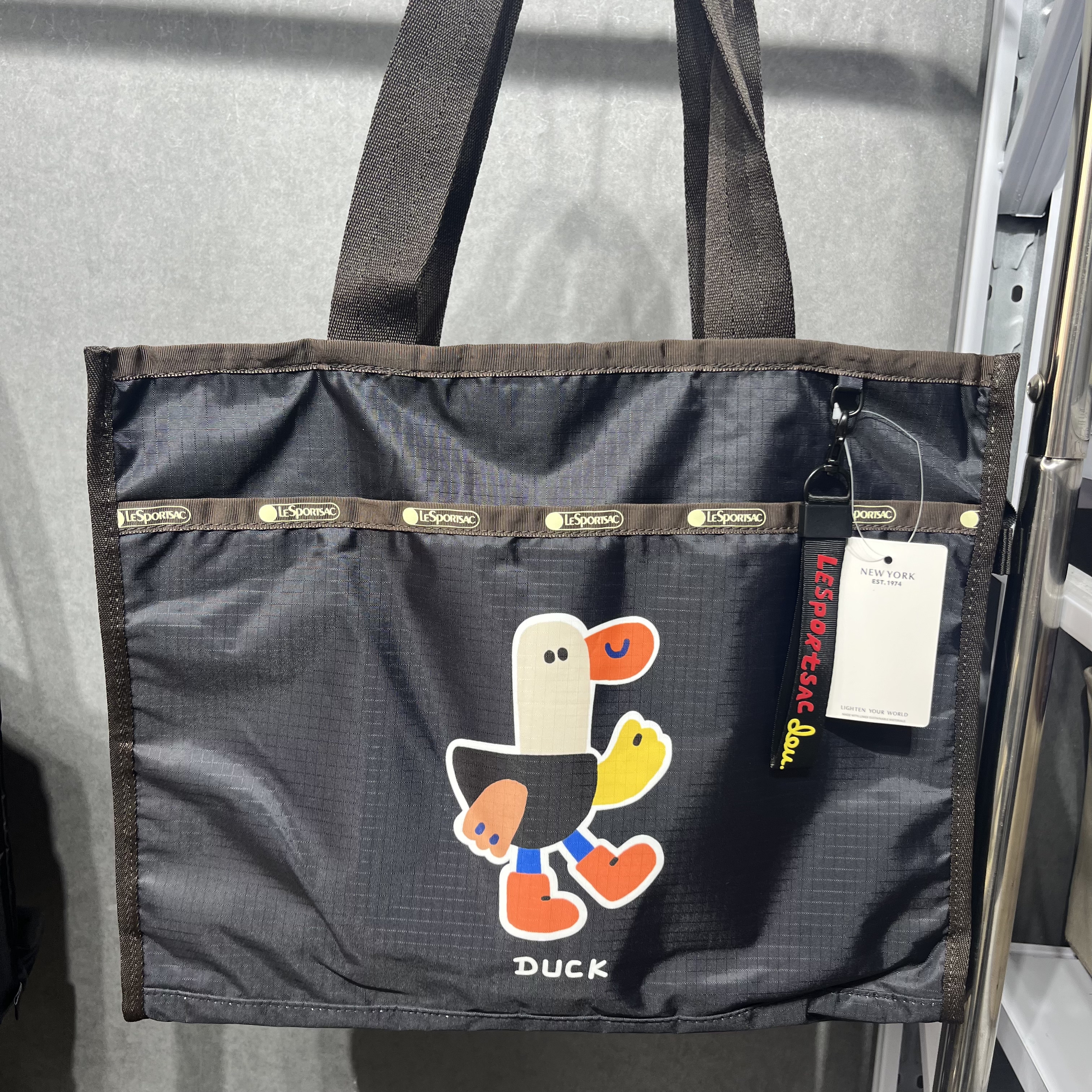 逗鸭横版托特电脑通勤包健身包网球包卡通图案单肩包购物袋手提包