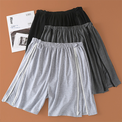 卧床瘫痪纯棉短裤全开式易穿脱睡裤男女住院骨折术后老人男女夏季