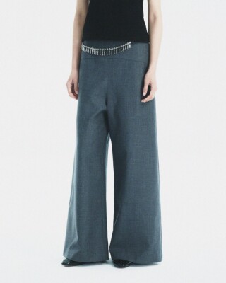 korrnil*灰色独立设计先锋通勤极简结构主义高奢羊毛西装阔腿裤