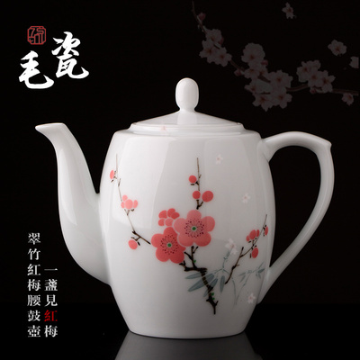 7501腰鼓壶翠竹红梅官窑陶瓷泡茶高档景德镇复烧毛瓷茶器茶具